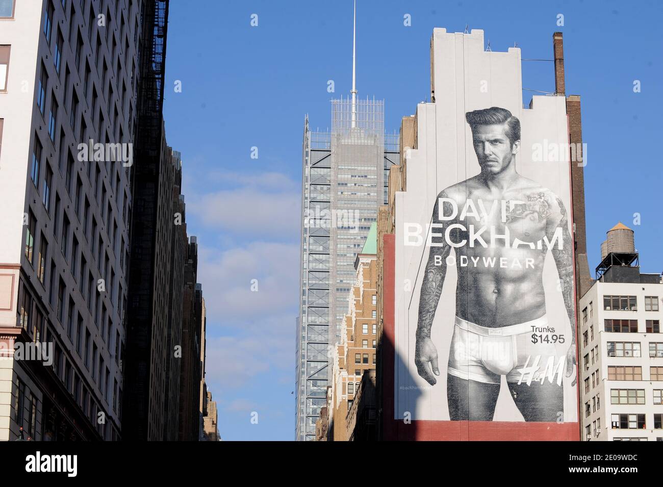 David Beckham is seen on a giant H&M billboard in New York City, NY ...