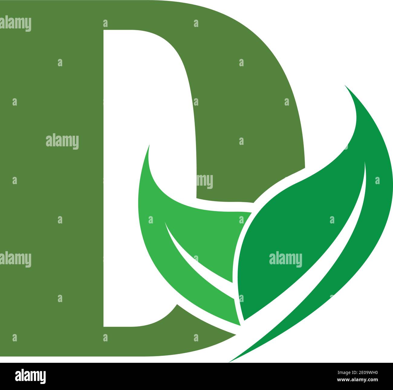 Green eco letters D logo with leaves. /symbol / alphabet / botanical ...