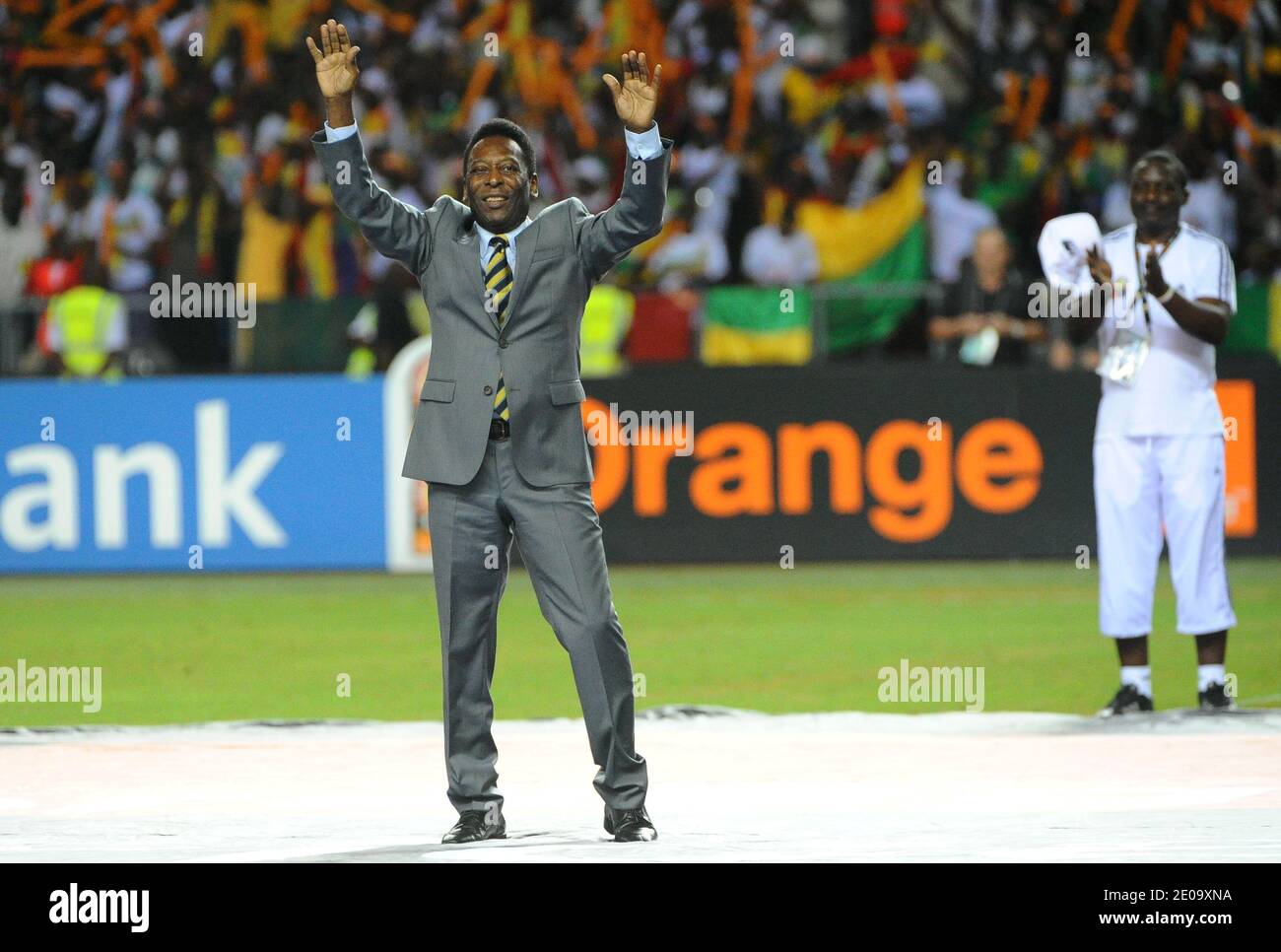 Former Brazilian football player Pele acknowledges the crowd before the ...