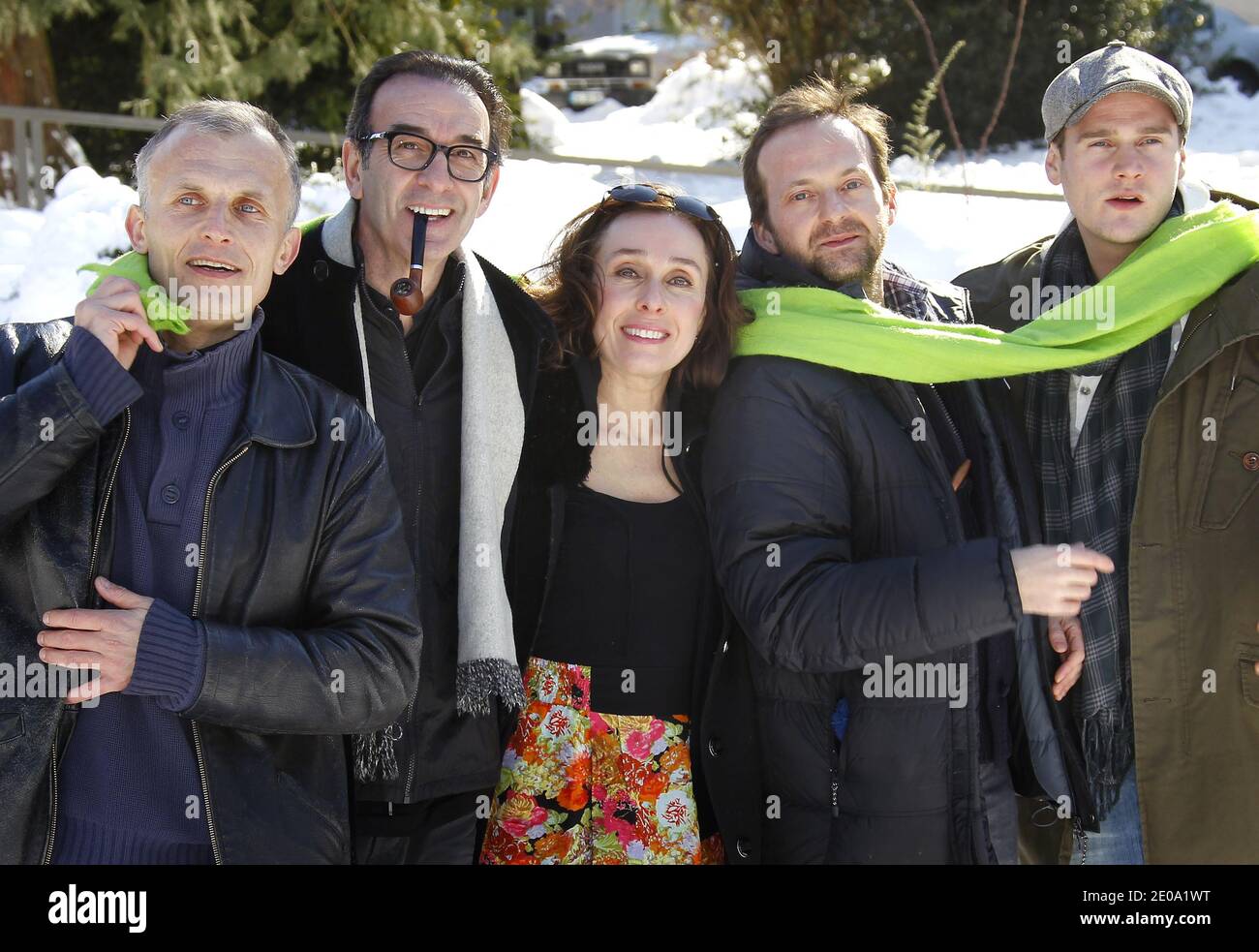 Robin Renucci and the team of "Un village Francais" posing during the ...