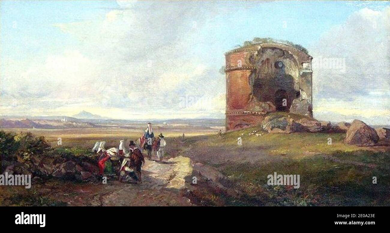 The Tor di Schiavi on the Via Labicana, Rome by François-Auguste Biard ...