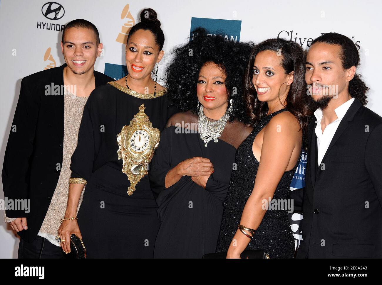 Diana Ross and her children attend the Clive Davis pre-GRAMMY Gala and ...
