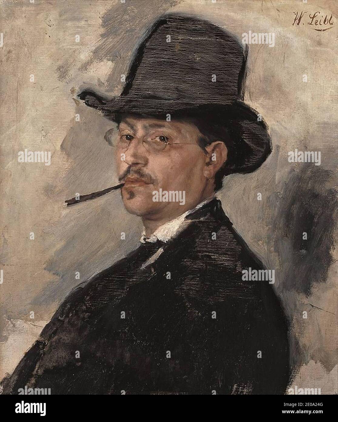 Wilhelm Leibl - Porträt des Malers Carl Schuch (1876 Stock Photo - Alamy