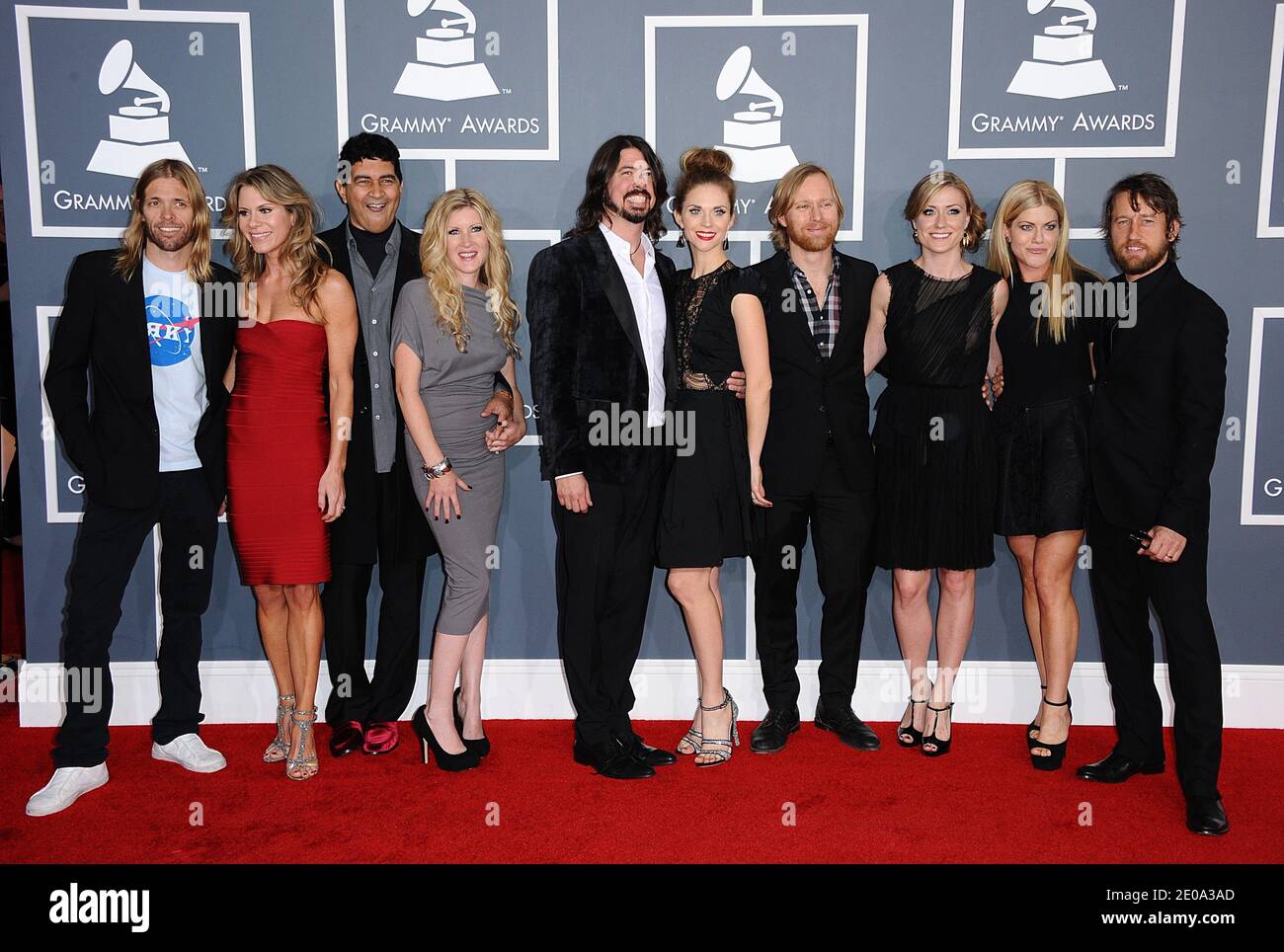 (left to right) Taylor Hawkins, Pat Smear, Dave Grohl, Nate Mendel and ...