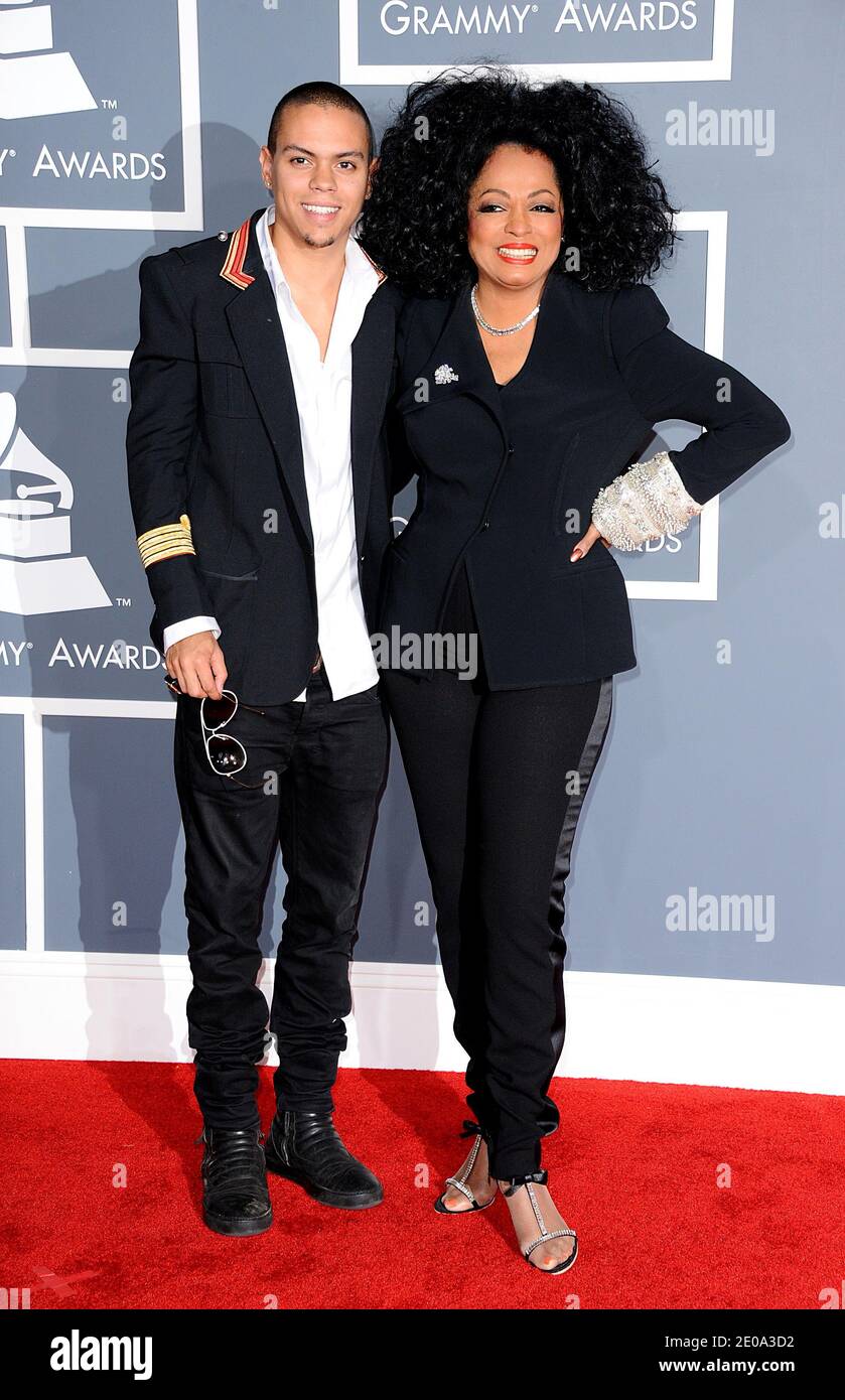 Diana Ross and Evan Ross arriving at the 54th Annual Grammy Awards held ...