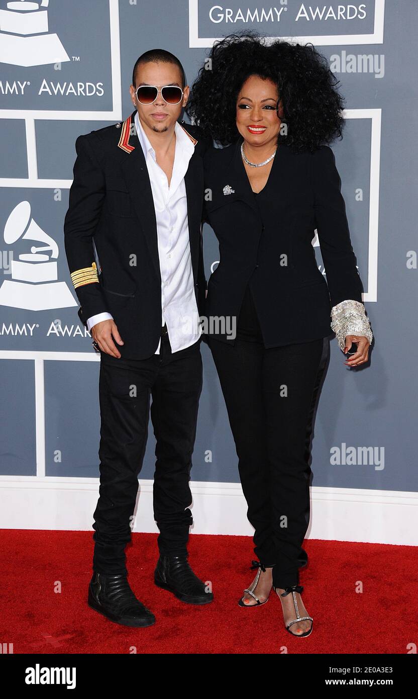 Diana Ross and Evan Ross arriving at the 54th Annual Grammy Awards held ...