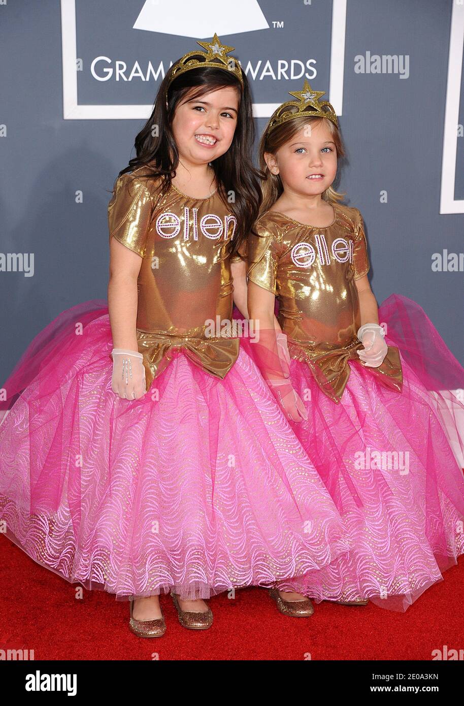 Sophia (left) and Rosie Grace arriving at the 54th Annual Grammy Awards ...