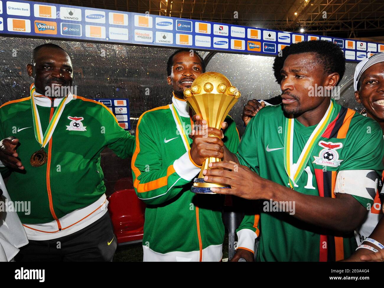 Zambia's national football team captain Christopher Katonga celebrates ...