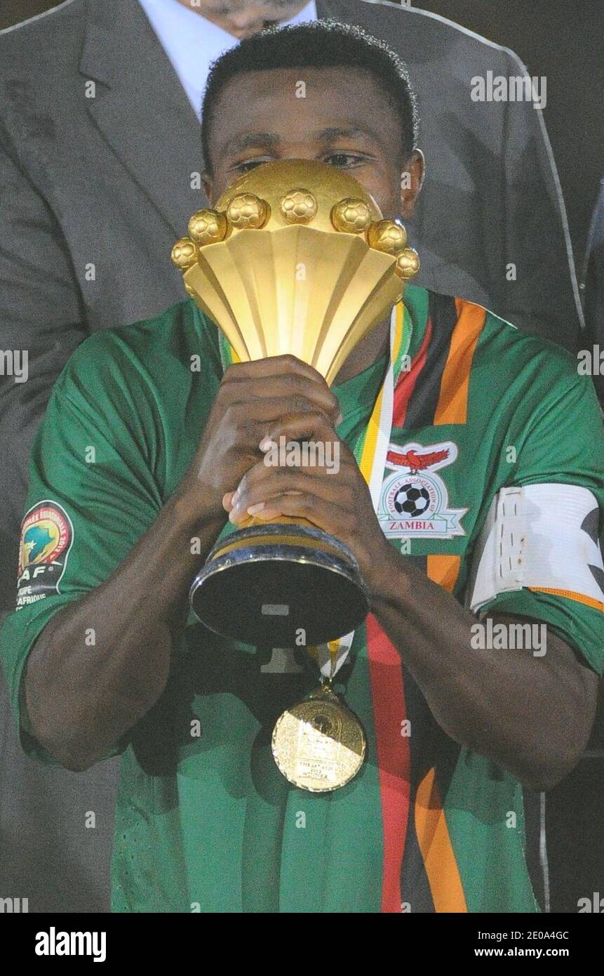 Zambia's national football team captain Christopher Katonga celebrates ...