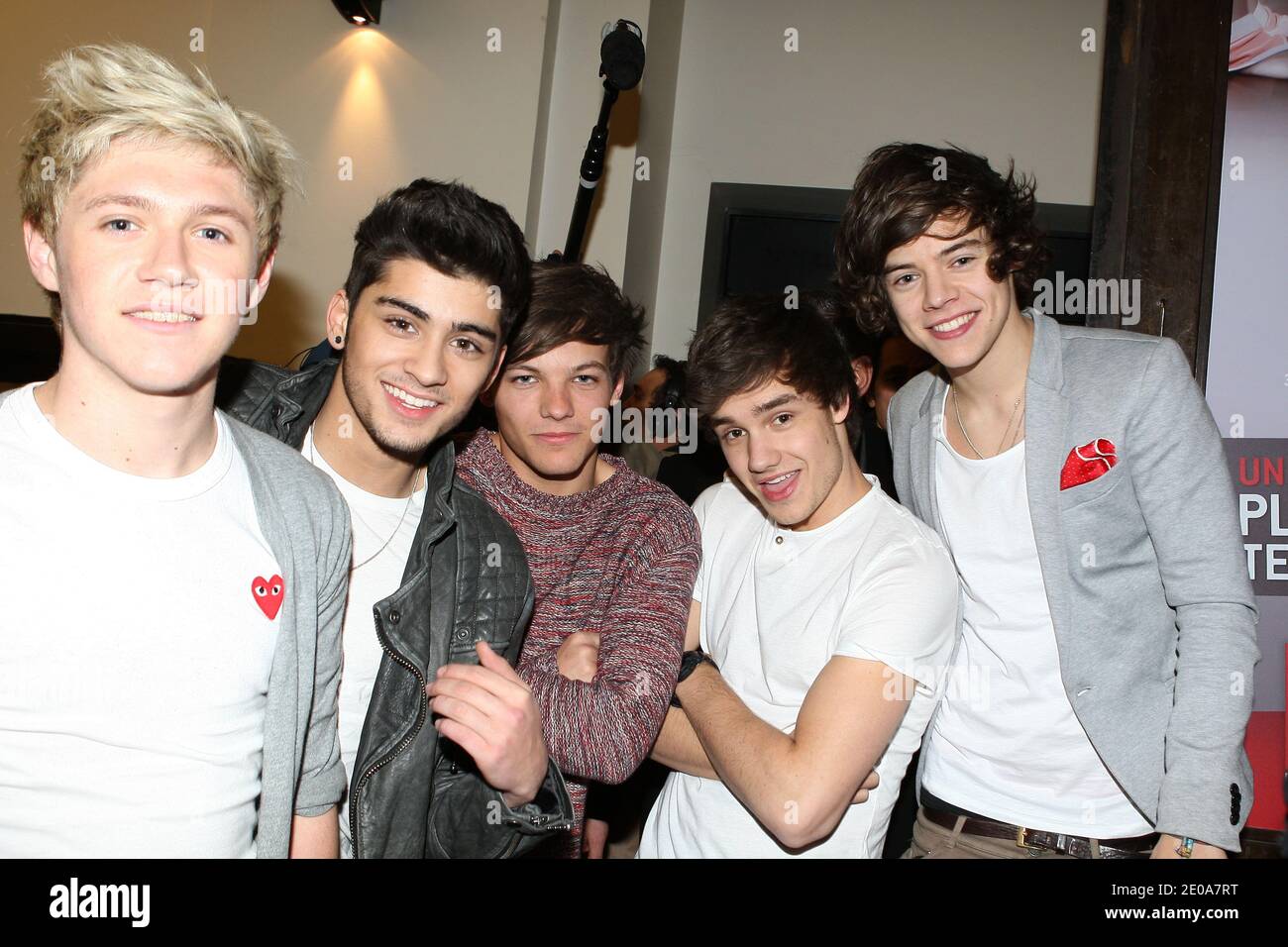 Niall Horan, Zayn Malik, Louis Tomlinson, Harry Styles and Liam Payne of 'One Direction' meet ...