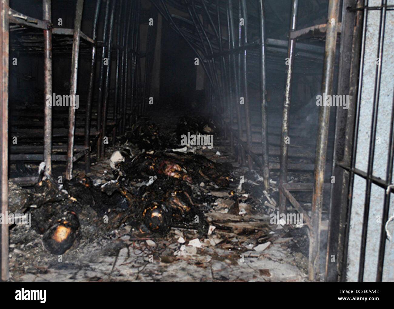 View of the carcel after the fire at the prison in Comayagua ...
