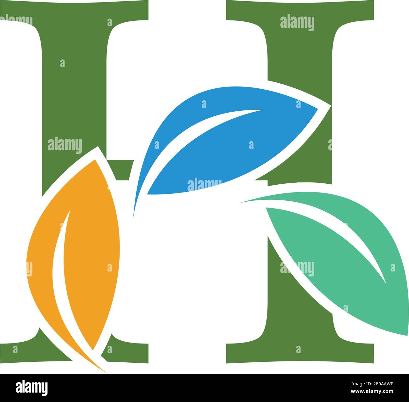 Letter H eco leaves logo icon design template elements Stock Vector ...