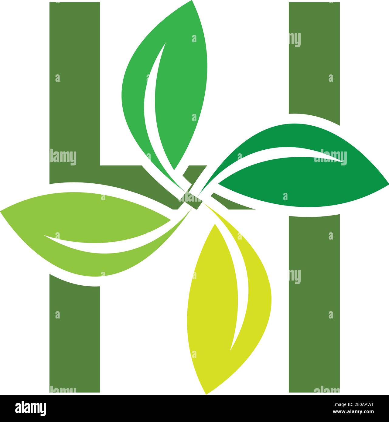 Letter H eco leaves logo icon design template elements Stock Vector ...