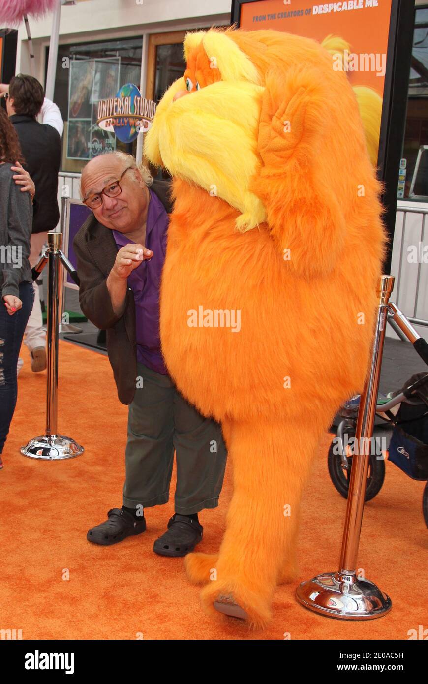 Danny DeVito, The Lorax attending the premiere of Dr.Seuss The Lorax at ...