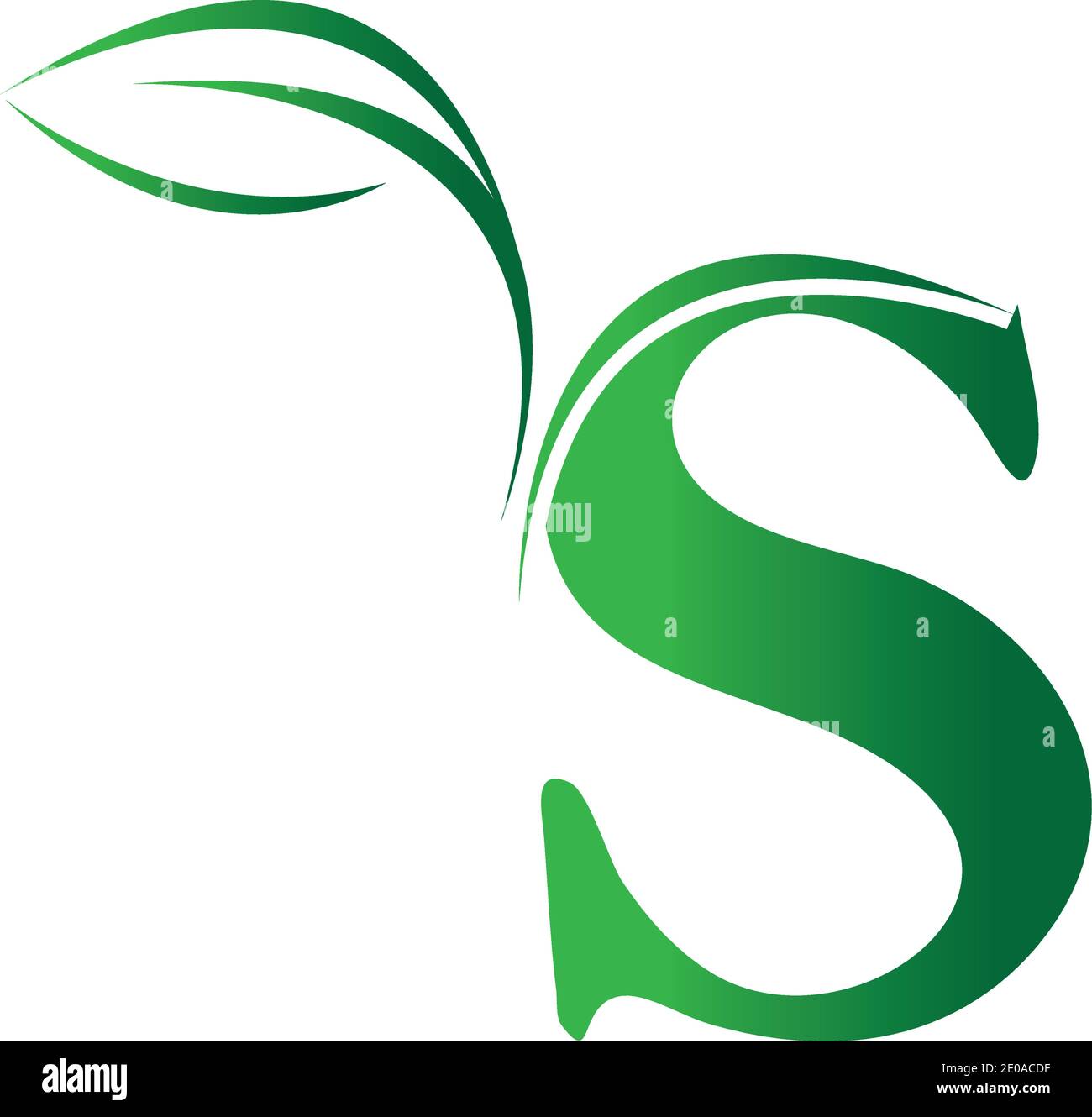 Letter S With Leaf Nature Initial Logo Design Template Vector ...