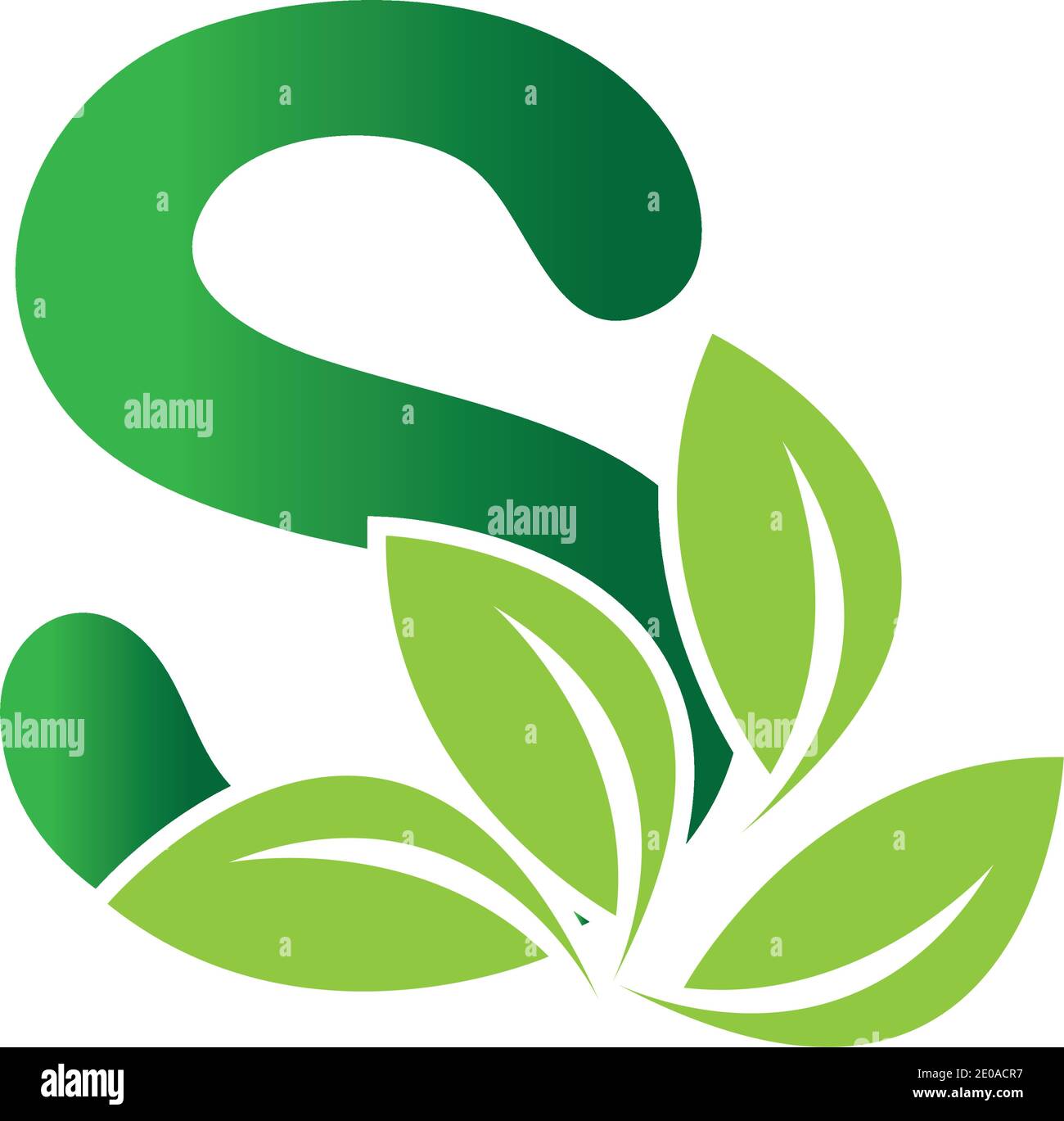 Letter S With Leaf Nature Initial Logo Design Template Vector ...