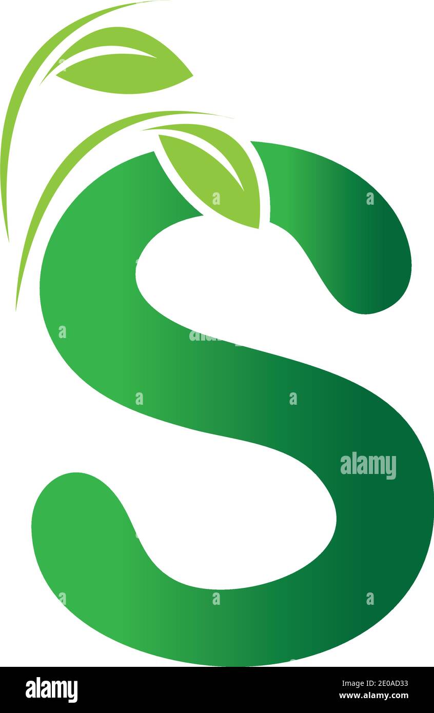 Letter S With Leaf Nature Initial Logo Design Template Vector ...