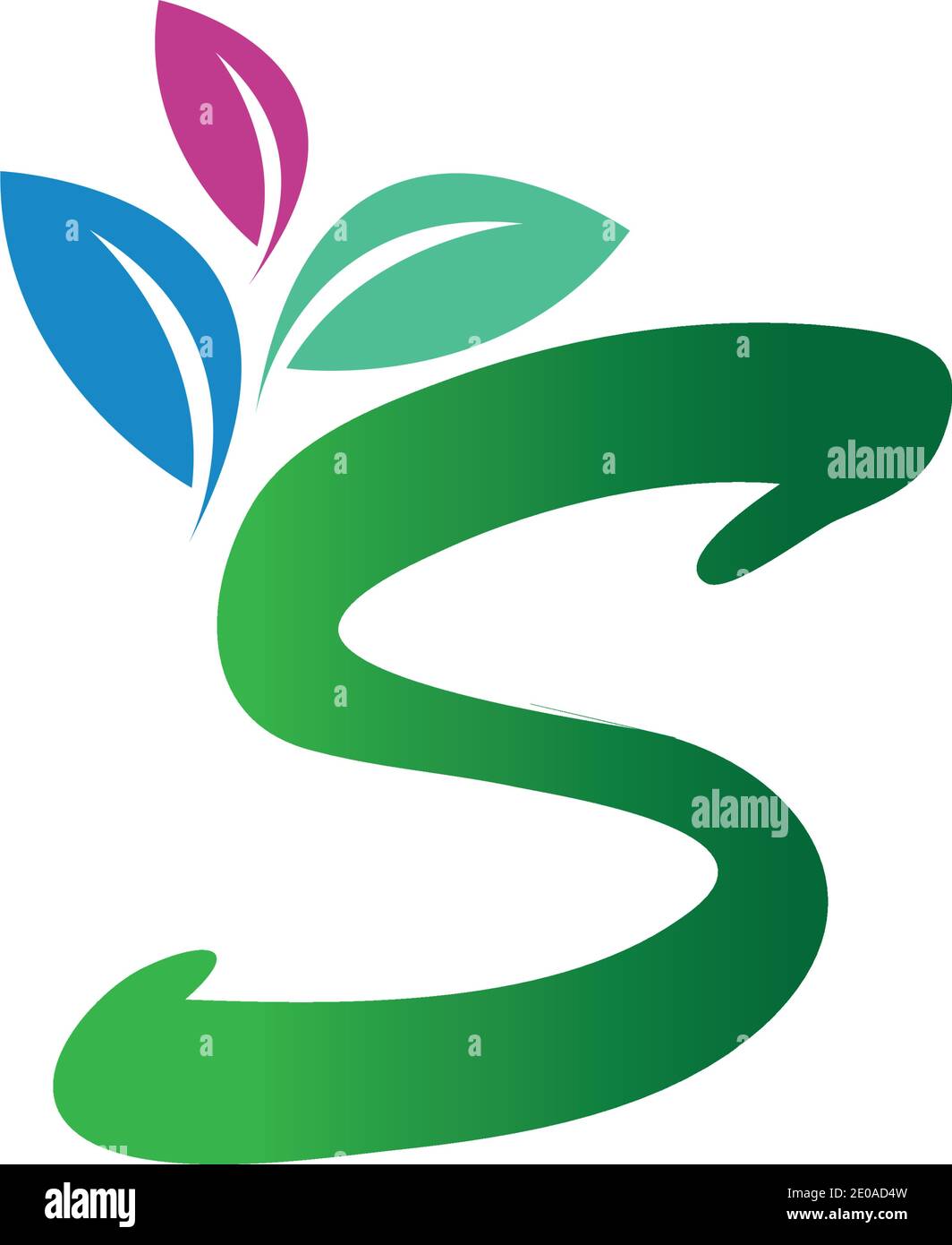 Letter S With Leaf Nature Initial Logo Design Template Vector ...