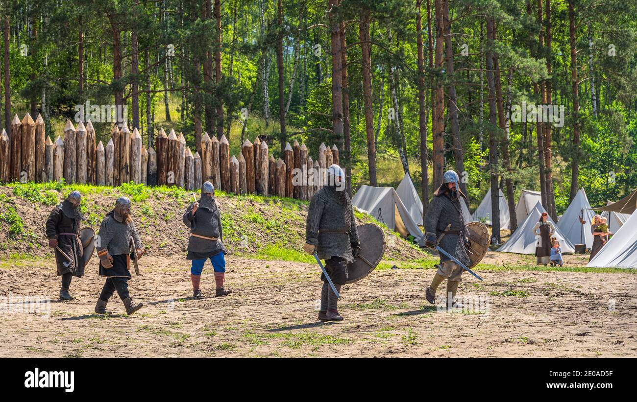 Cedynia Poland June 2019 Warriors in chainmail armour going to war ...