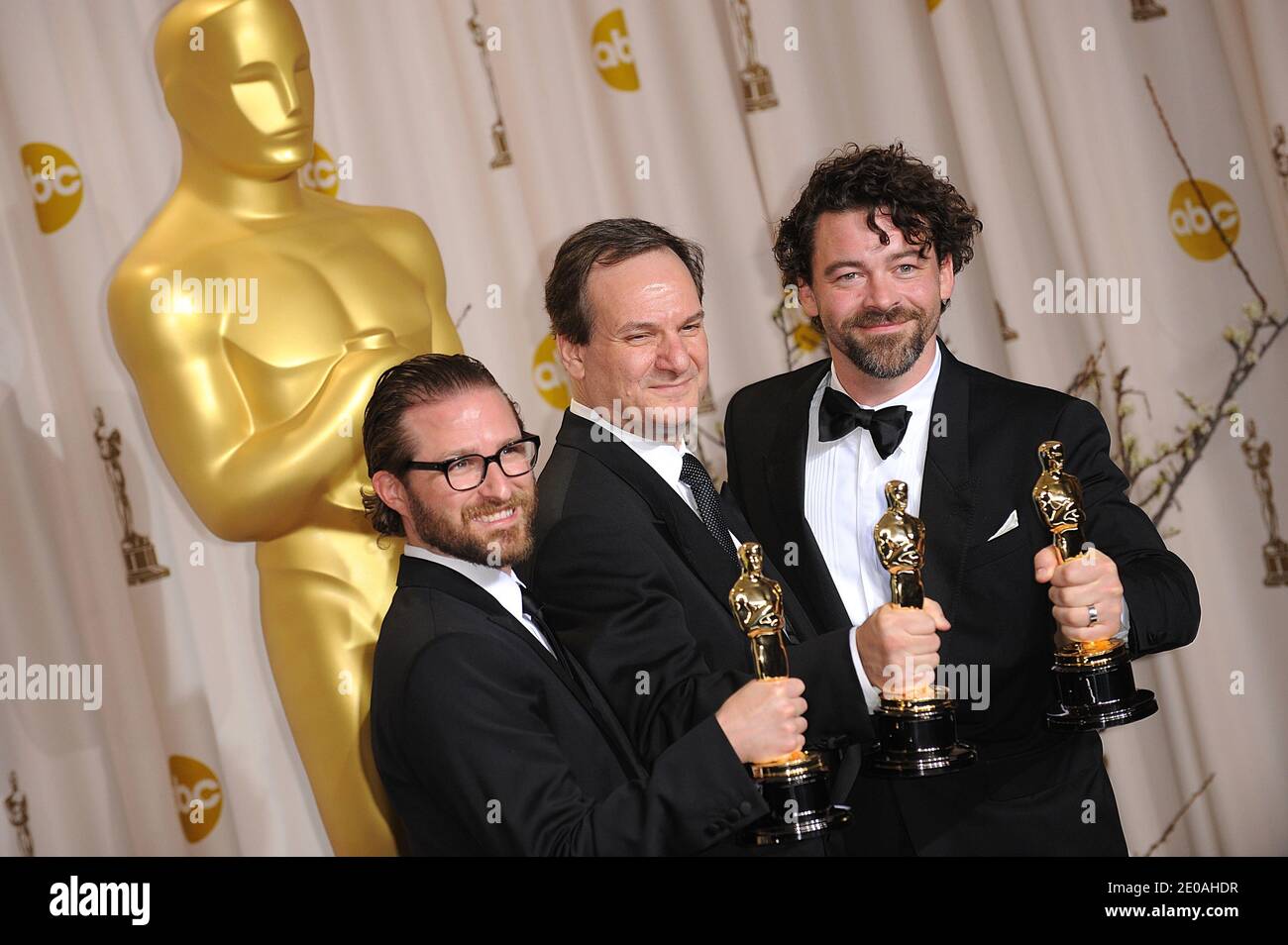 (left to right) Alex Henning, Rob Legato and Ben Grossmann pose with ...