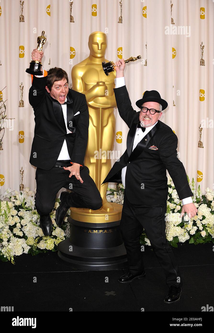 William Joyce (right) and Brandon Oldenburg pose with the Best Animated ...
