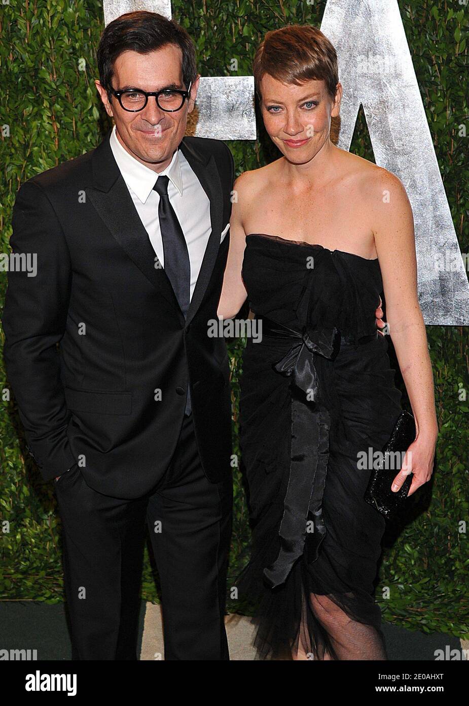Ty Burrel and wife Holly arriving at the 2012 Vanity Fair Oscar Party ...