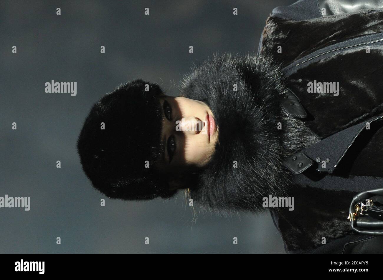 A model displays a creation by Moroccan-born Israeli designer Alber ...