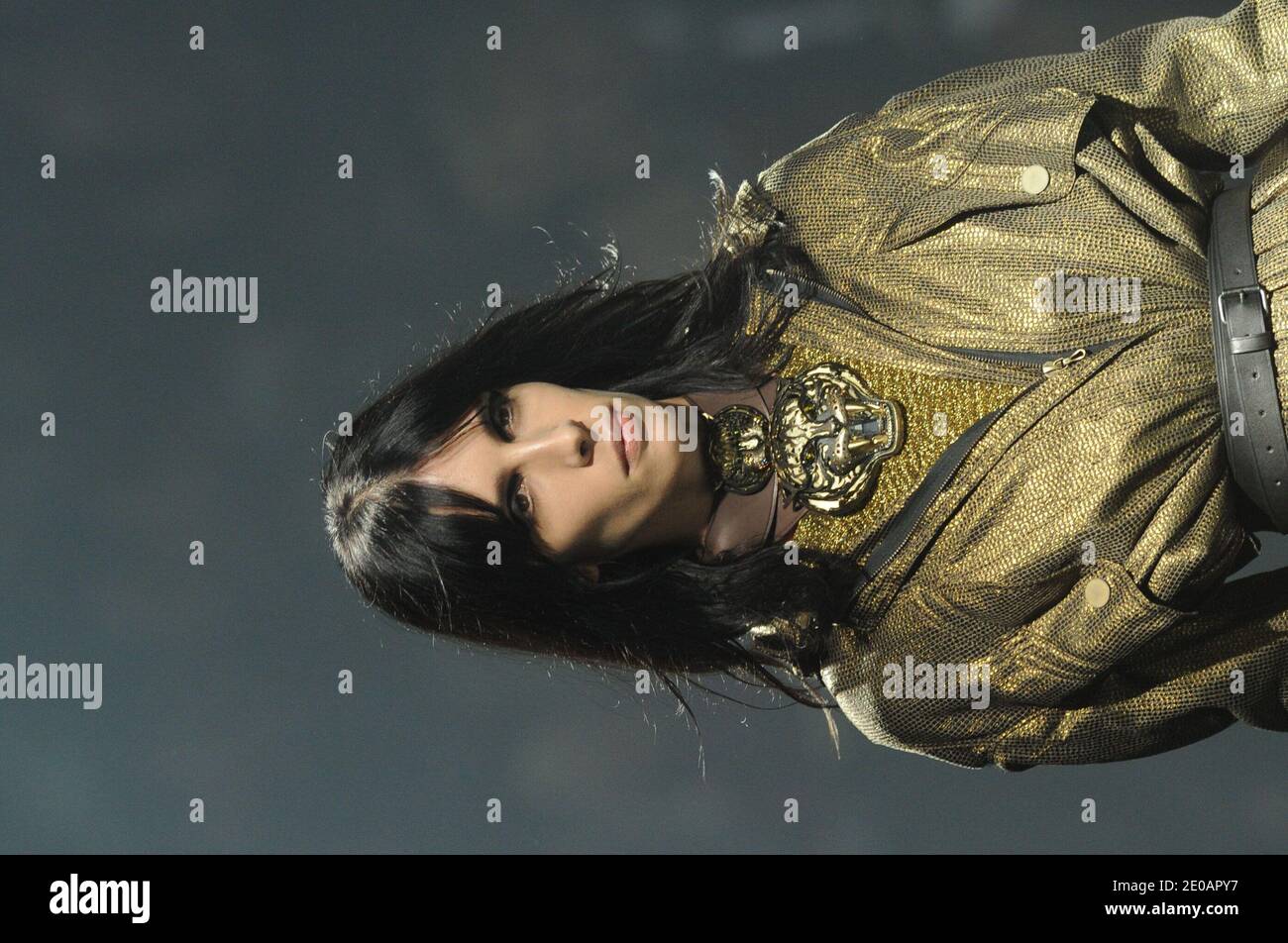 A model displays a creation by Moroccan-born Israeli designer Alber ...