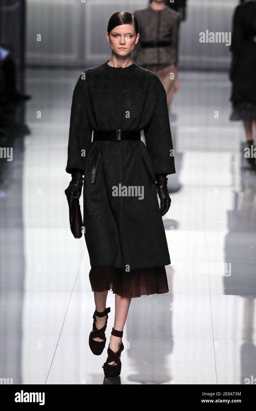 A model displays a creation by British designer Bill Gaytten for ...