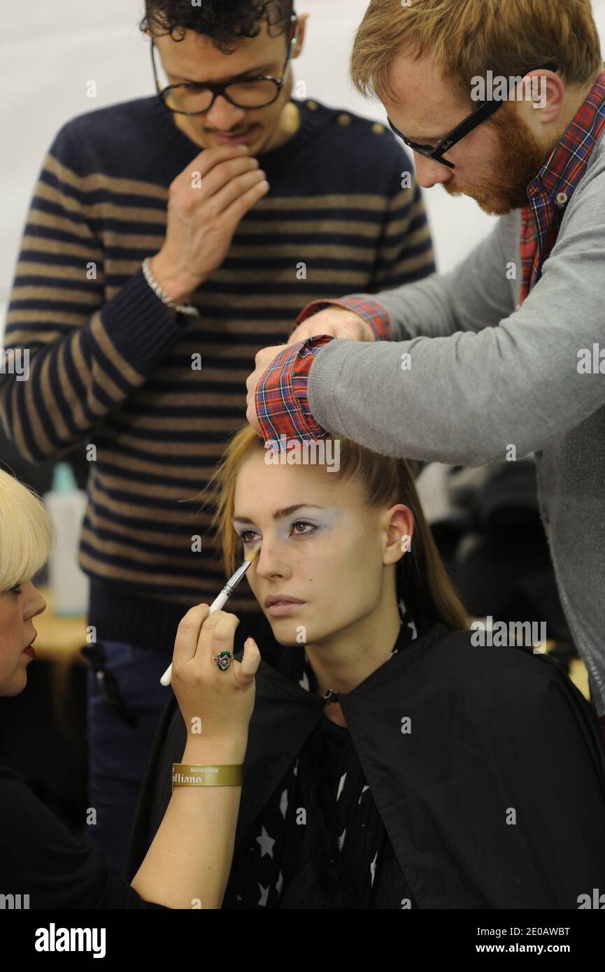 A model backstage before John Galliano Fall-Winter 2012-2013 Ready-To ...