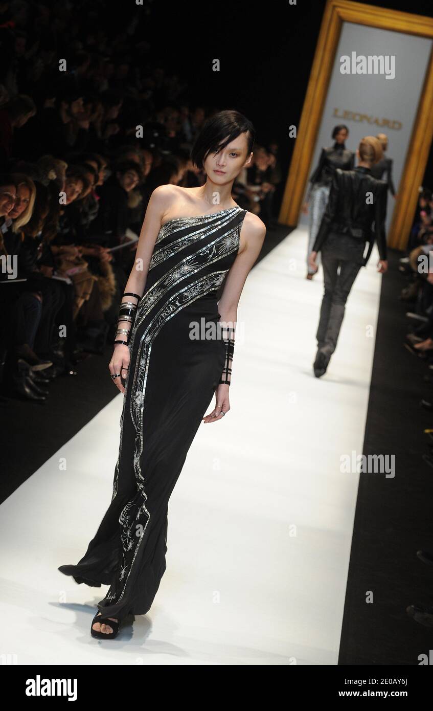 A model displays a creation by French fashion designer Maxime Simoens ...