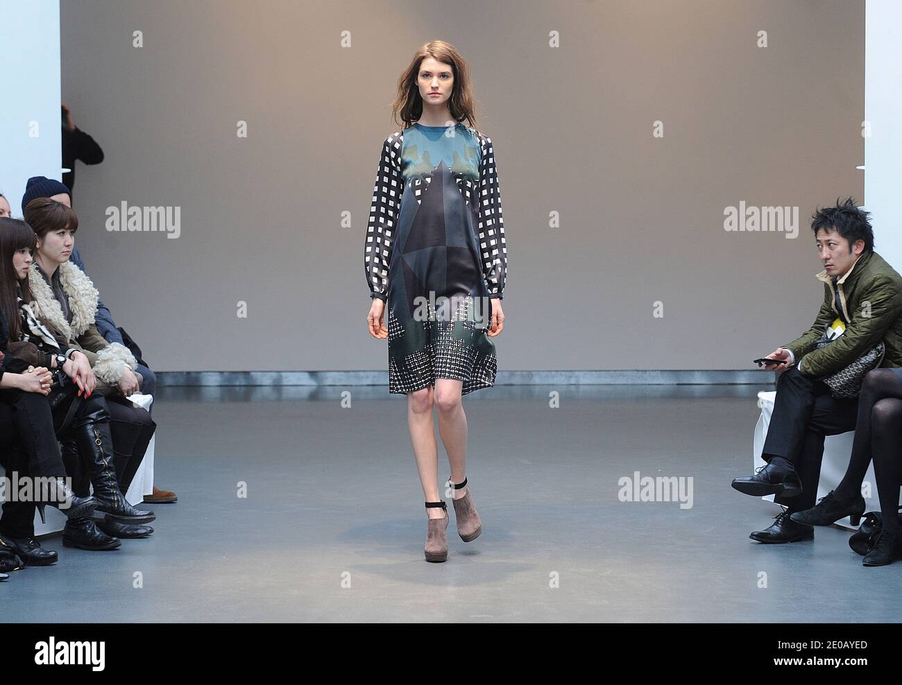 A model displays a creation Austrian designers Otto Drogsler and Jorg Ehrlich for Odeeh Fall ...