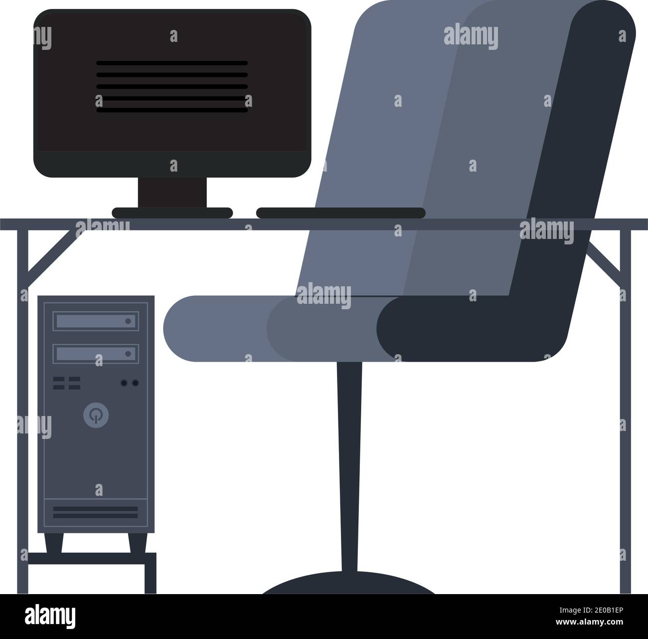Office desk with computer and chair design, business workforce and ...