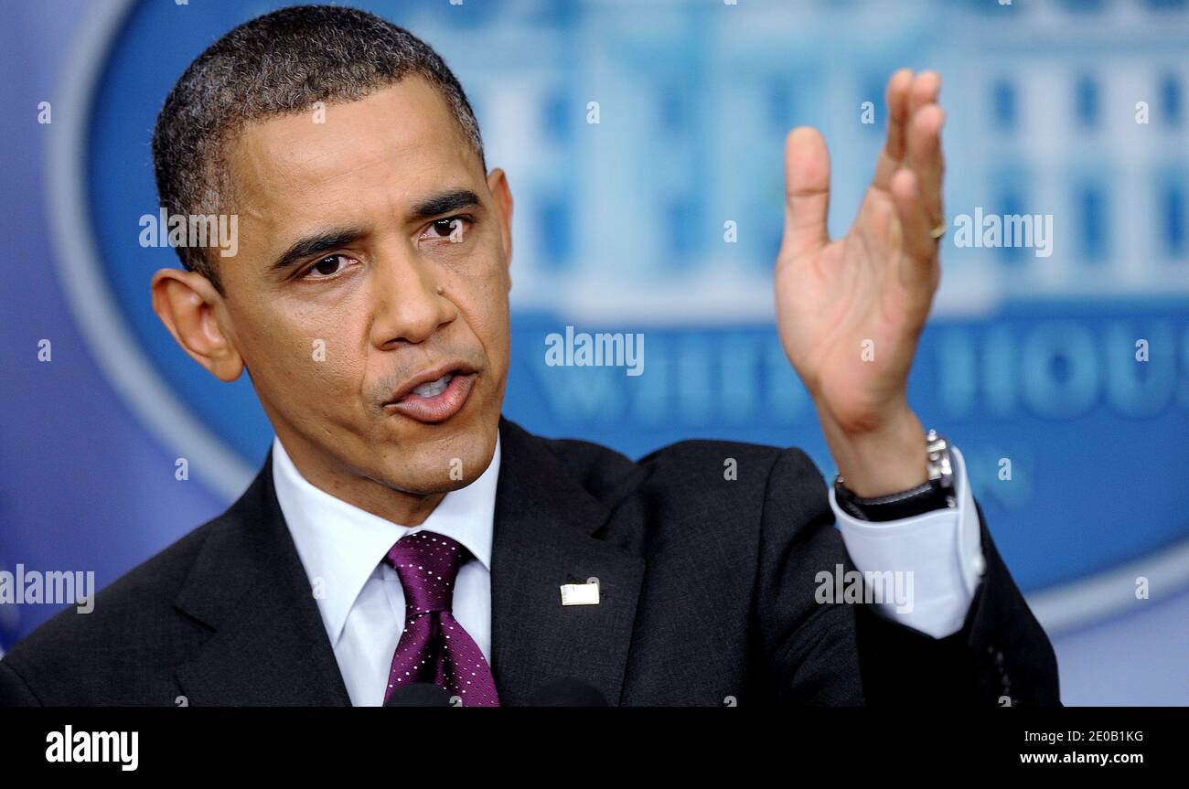 U.S. President Barack Obama speaks during a news conference in the ...