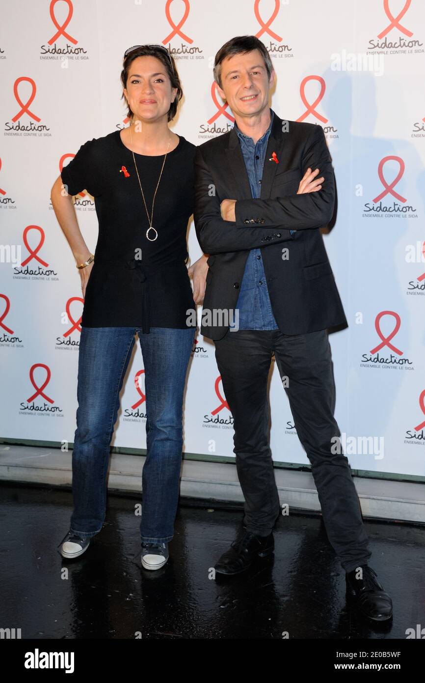 Anthony Bellanger and Emilie Aubry posing at a photocall for the launch ...