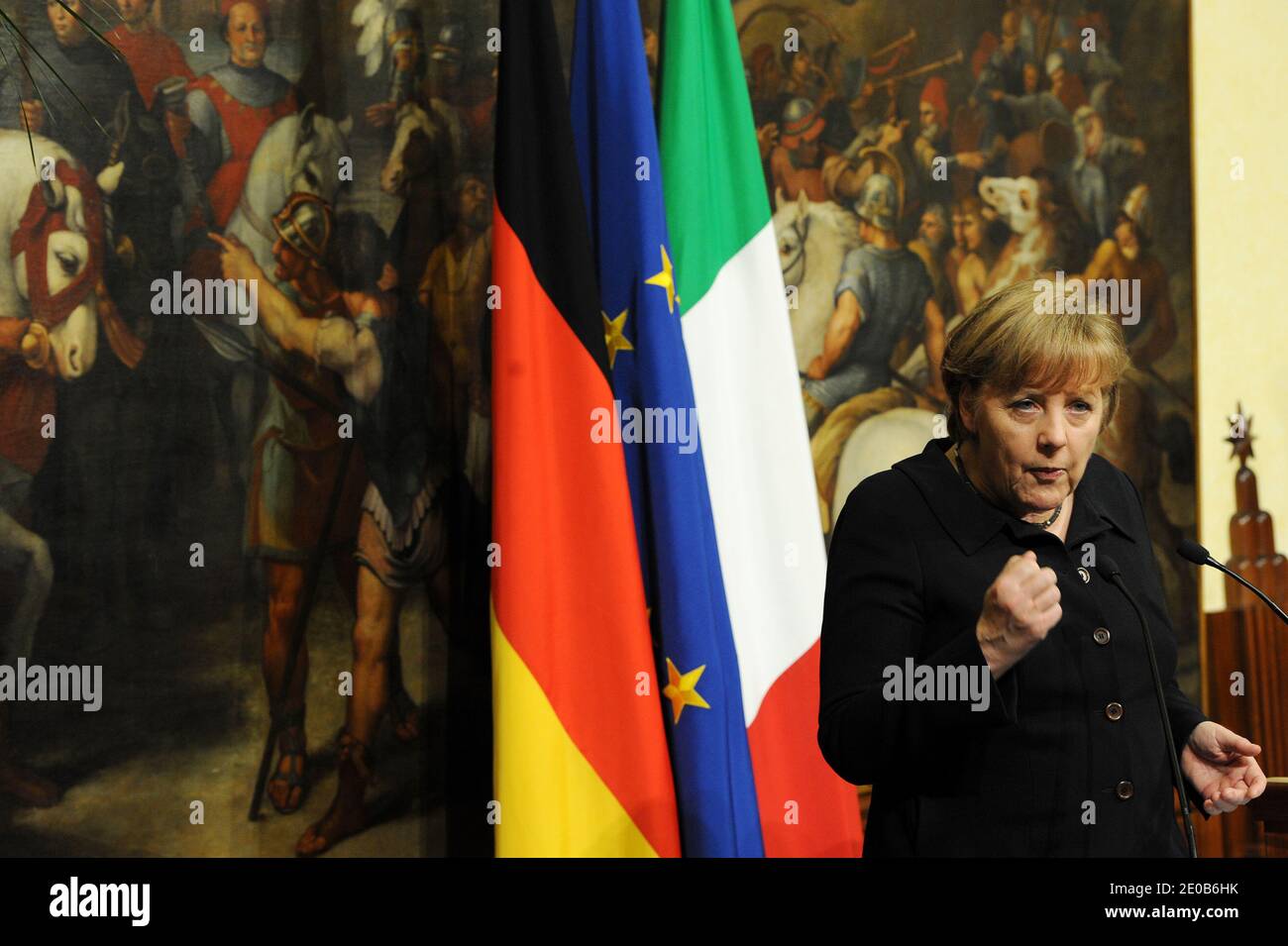 German Chancellor Angela Merkel attends a press conference after her ...