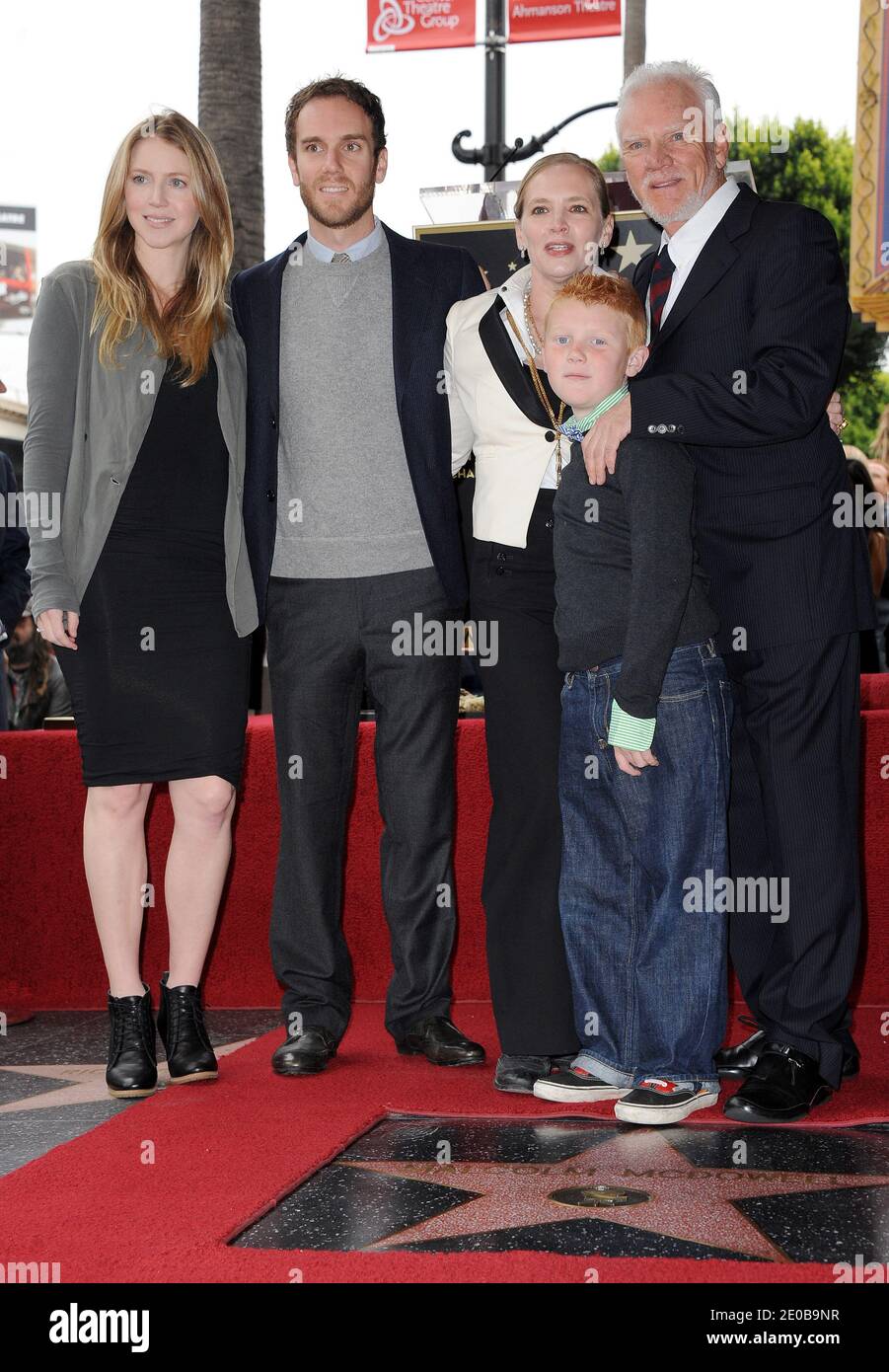 Malcolm McDowell posing with his wife Kelly and son Beckett is honored ...