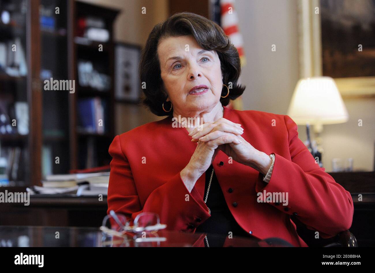 Senator Dianne Feinstein (D-CA) poses in her office at Capitol Hill in ...
