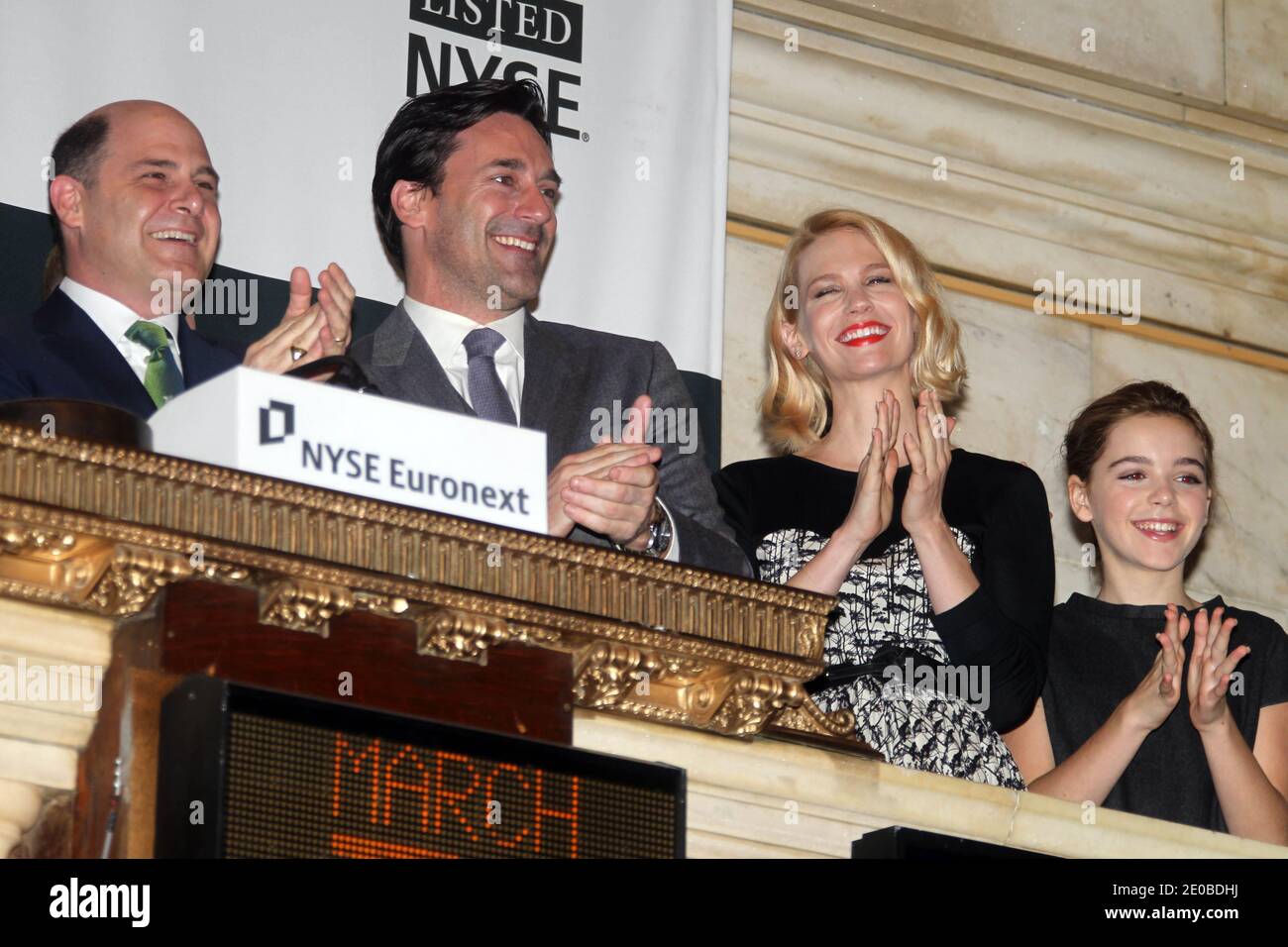 Mad Men cast members (L-R) Jon Hamm, January Jones and Kiernan Shipka ...