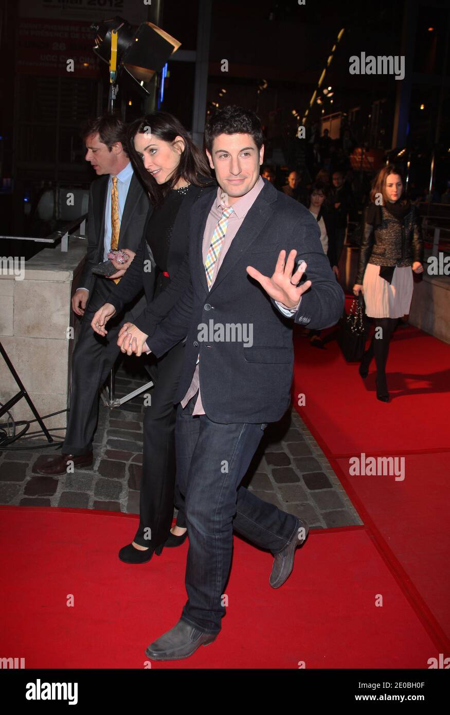 Jason Biggs and wife Jenny Mollen attending the France premiere of ...