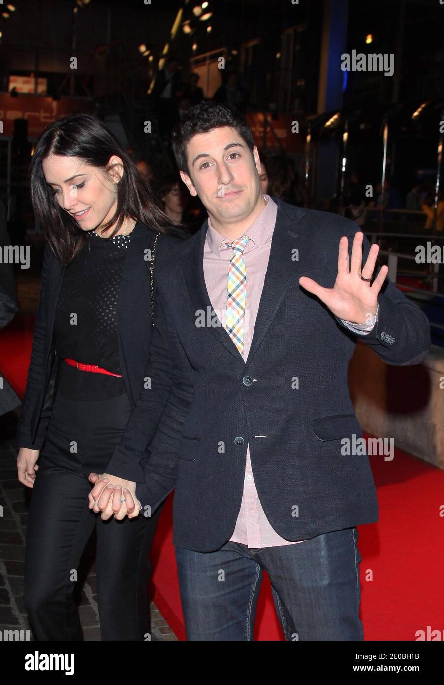 Jason Biggs and wife Jenny Mollen attending the France premiere of ...