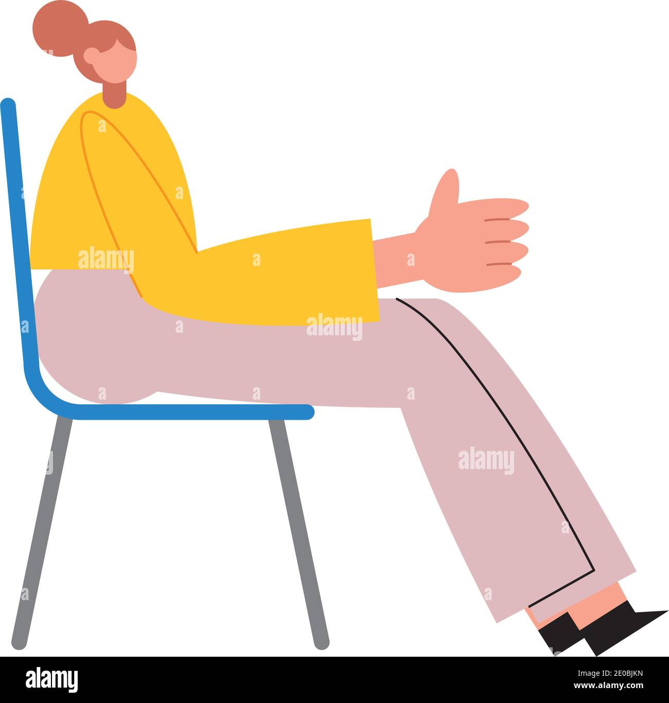 woman cartoon saying hello on chair design, Girl female person people ...