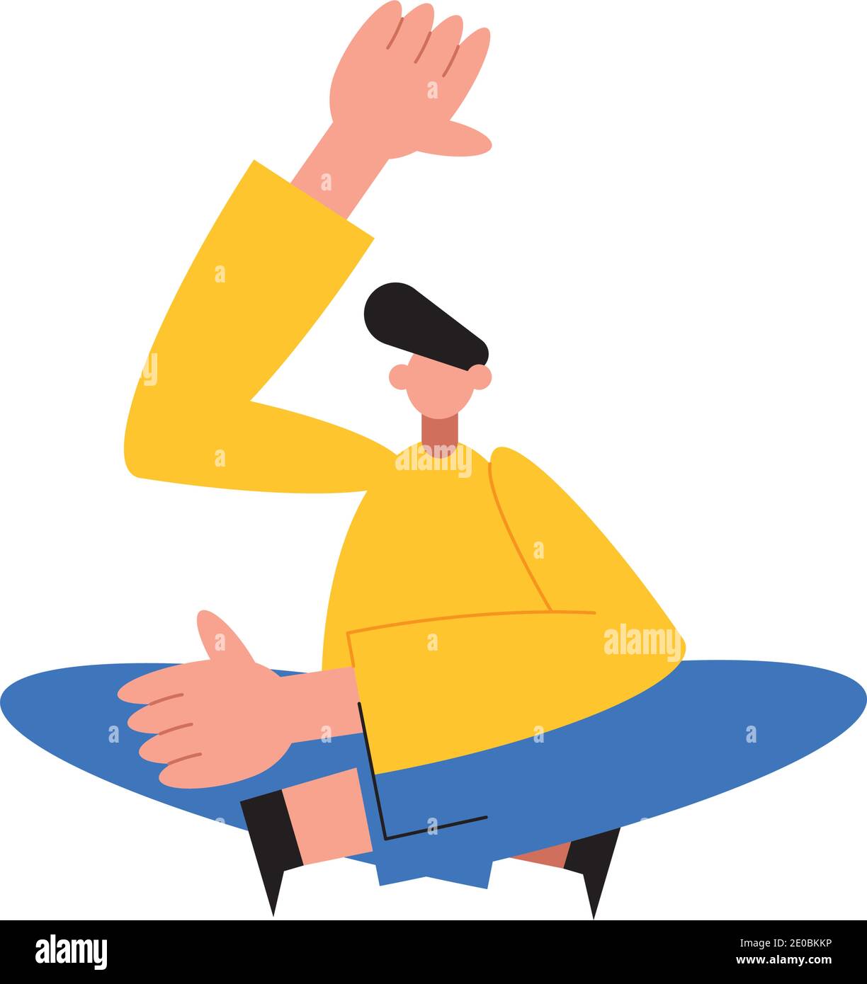 man cartoon sitting saying hello design, Boy male person people human ...