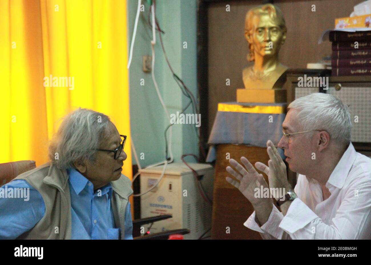 U Win Tin, one of the founding member of NLD is being interviewed by ...