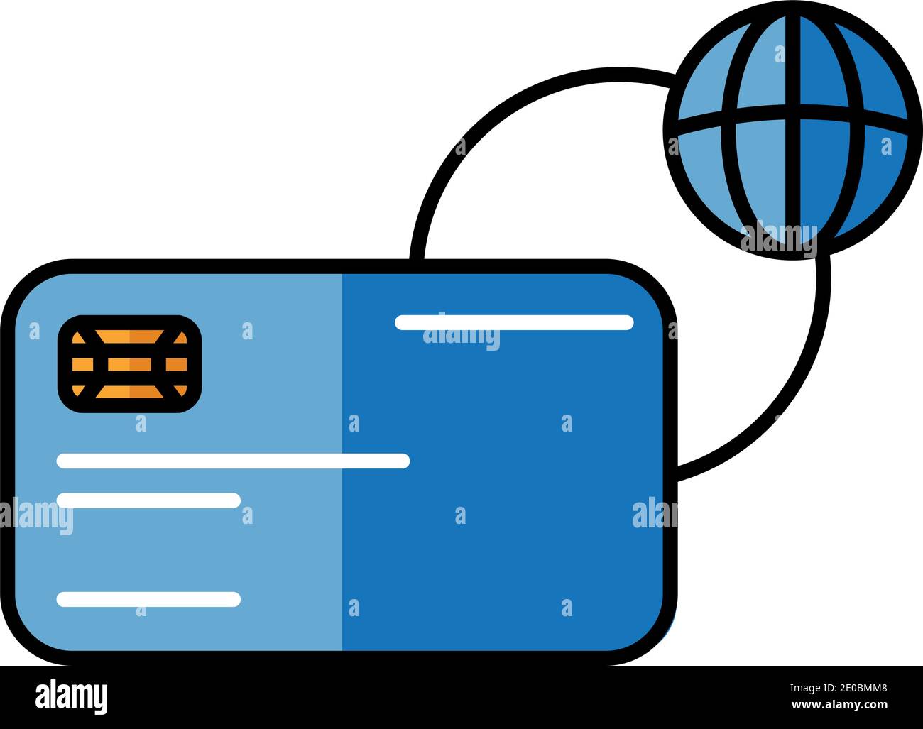 Digital marketing global sphere and credit card design, ecommerce and ...