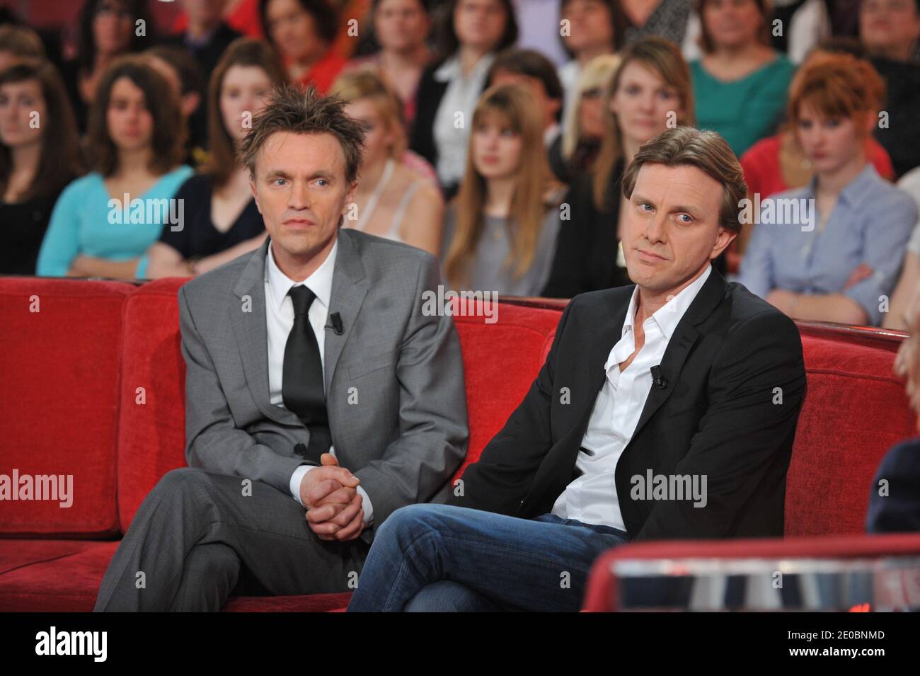 Marc Francois (L) and Claude Francois Jr at the taping of Vivement ...