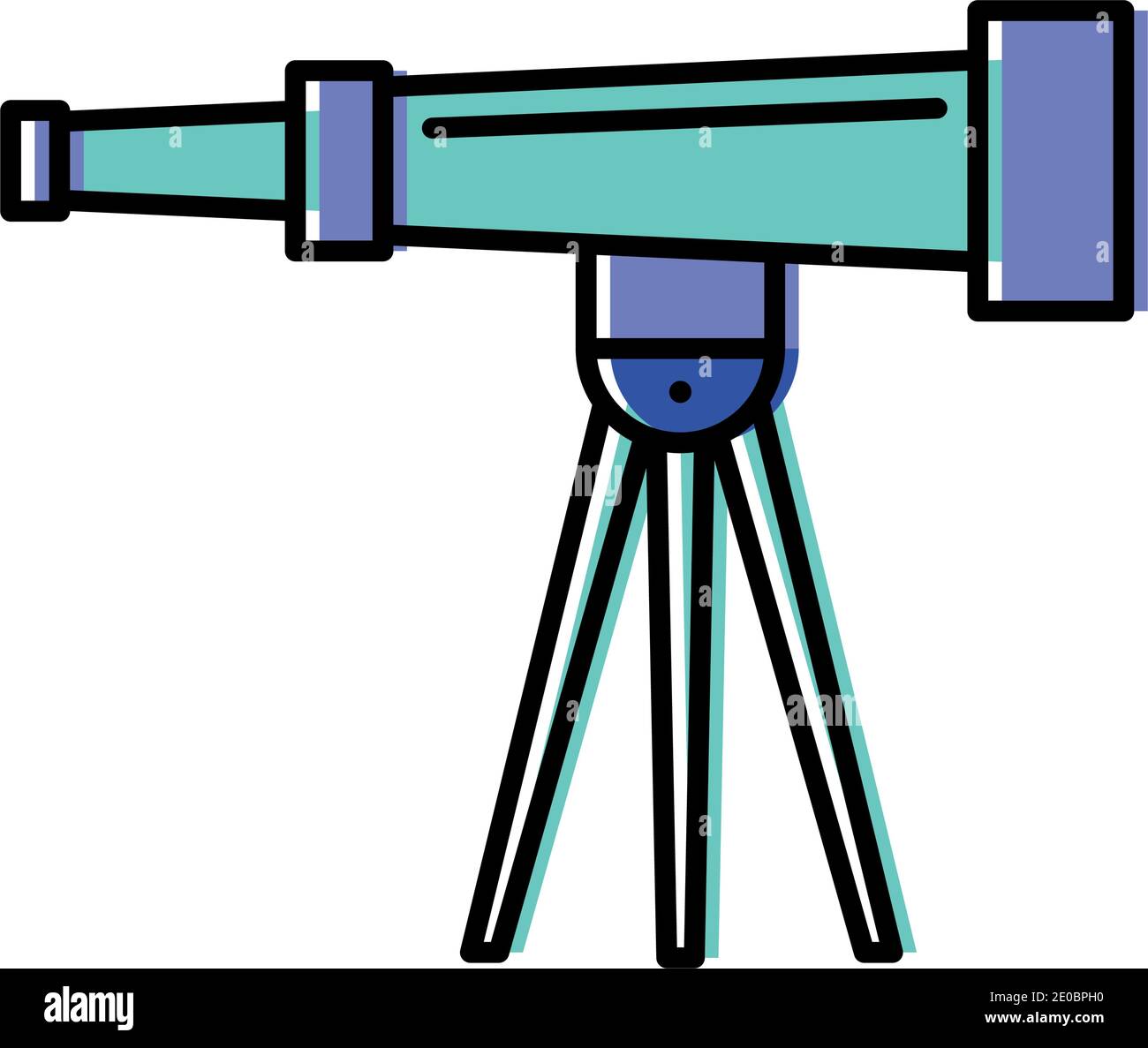 Telescope icon design, Science discovery observe astronomy sky lens ...