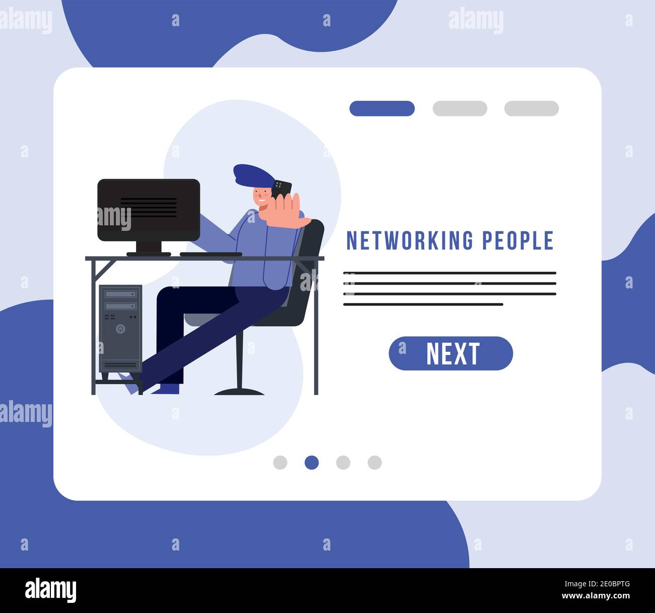 Networking people and man at desk design, Business communication and ...