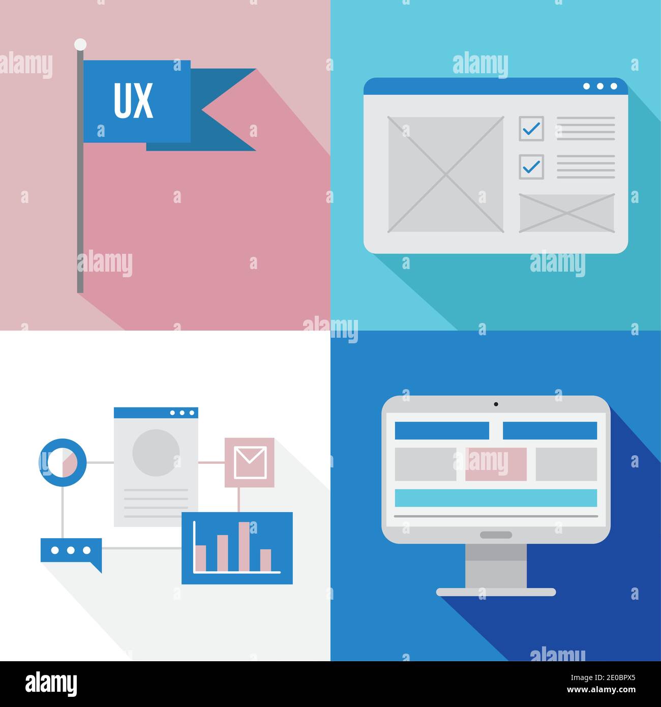 Web design icon bundle, Technology internet and media theme Vector ...