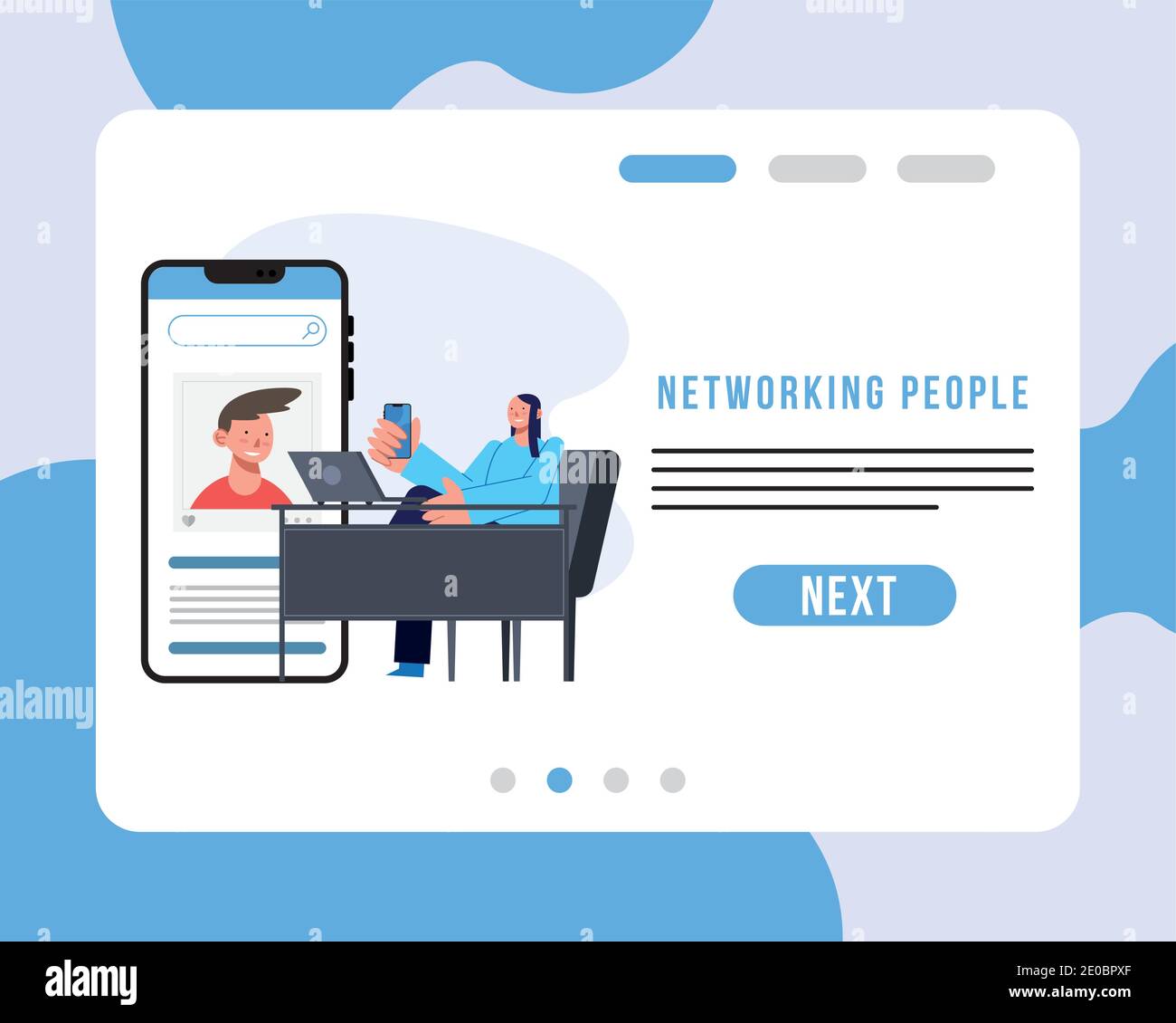 Networking people and woman at desk design, Business communication and ...